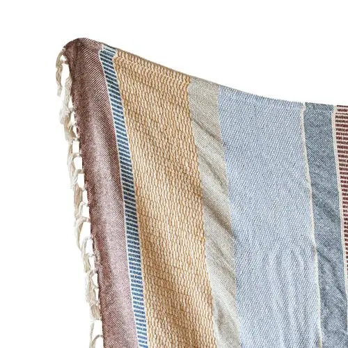 FORESIDE HOME AND GARDEN Hand Woven Throw Blanket Multi Color Cotton
