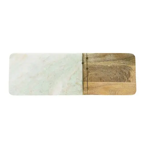 FORESIDE HOME AND GARDEN Elise Light Green Onyx Long Marble Serving Board - White