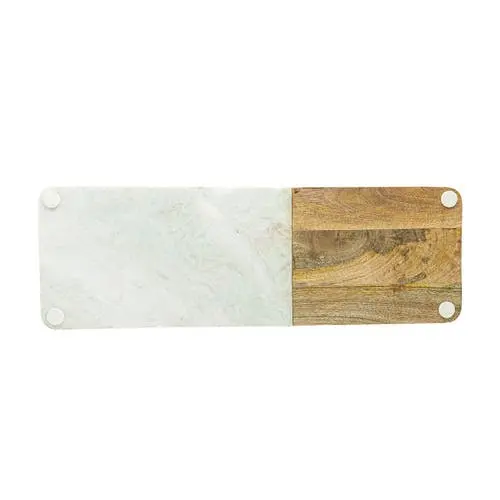 FORESIDE HOME AND GARDEN Elise Light Green Onyx Long Marble Serving Board