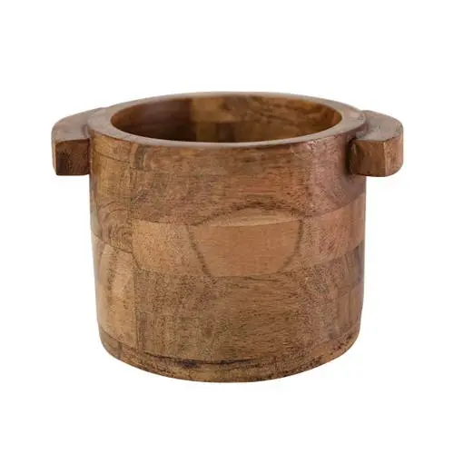 FORESIDE HOME AND GARDEN 3.25" X 4" Benson Rustic Acacia Wood Small Decorative Pinch Bowl Dish - Brown