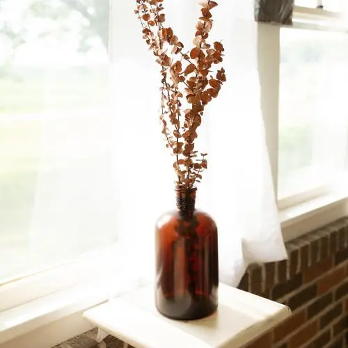 FORESIDE HOME AND GARDEN Wrapped Neck Vase Amber Glass & Metal
