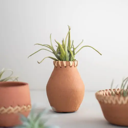 FORESIDE HOME AND GARDEN Terracotta & Cane Weave Vase