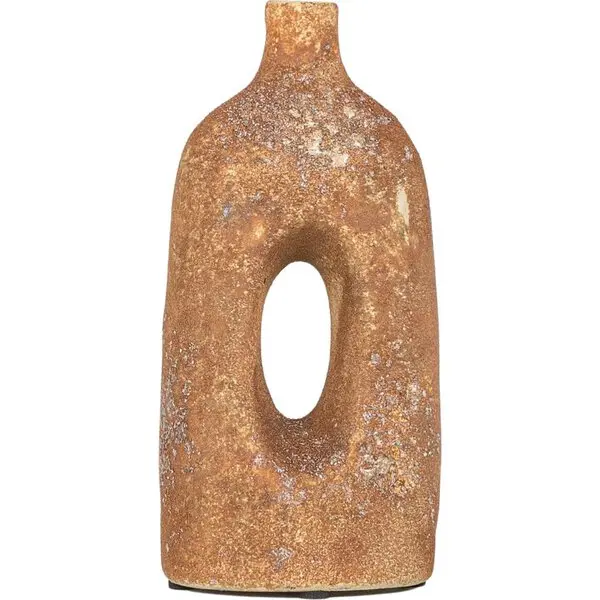 FORESIDE HOME AND GARDEN Textu Glaze With Center Hole Vase Rust Stoneware - Red