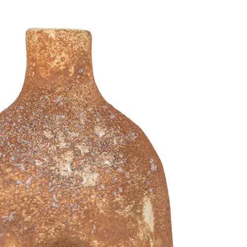 FORESIDE HOME AND GARDEN Textu Glaze With Center Hole Vase Rust Stoneware