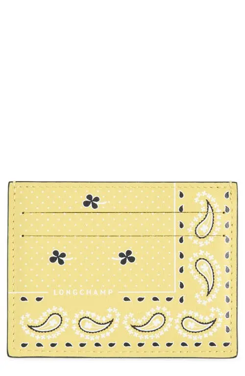 Longchamp Pocket Bandana Leather Card Holder - Lime