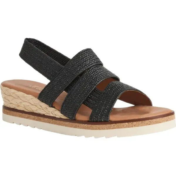 Andre Assous Noma Woven Wedge Sandal - Black Raffia