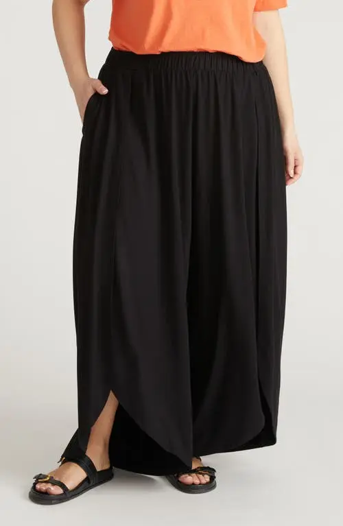 Universal Standard Rey Divine Jersey Wide Leg Pants - Black