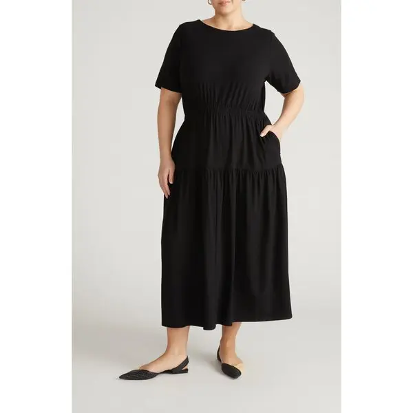 Universal Standard Thea Divine Jersey Midi Dress - Black