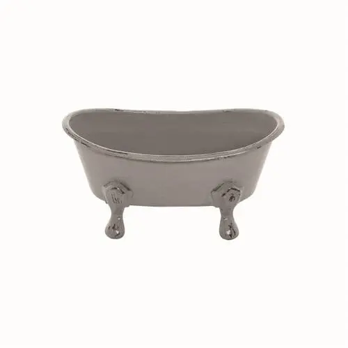 FORESIDE HOME AND GARDEN Enamel Bathtub Soap Dish - Gray