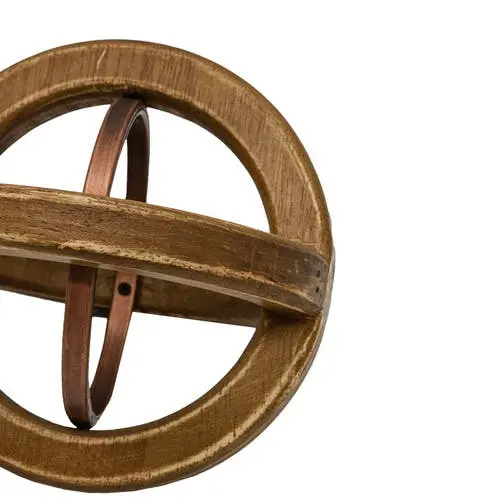 FORESIDE HOME AND GARDEN Orb Decorative Accent Natural Wood & Metal