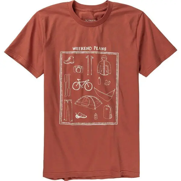 COALATREE Weekend Plans Organic Cotton Short Sleeve T-shirt - Brick