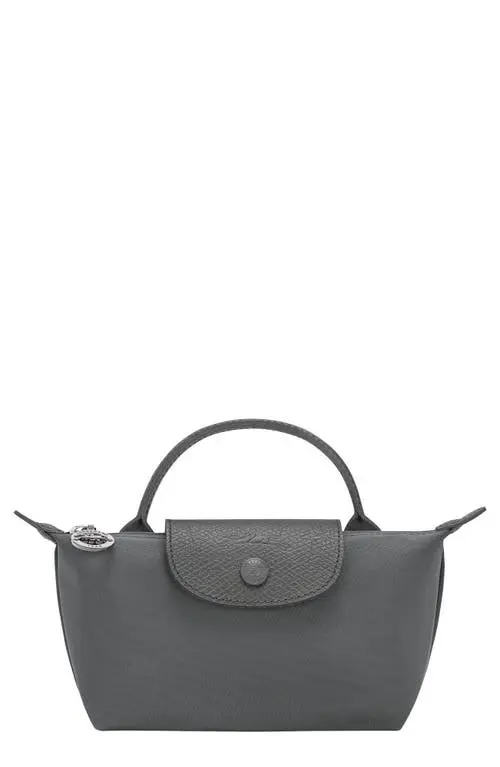 Longchamp Le Pliage Cosmetic Case With Textured Leather Trim - Anthracite
