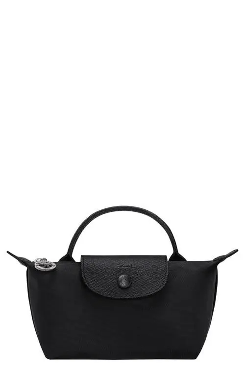 Longchamp Le Pliage Cosmetic Case With Textured Leather Trim - Black