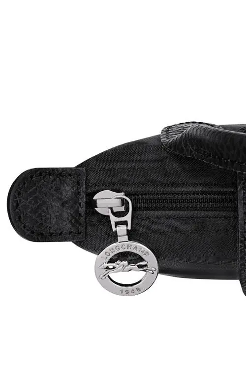 Longchamp Le Pliage Cosmetic Case With Textured Leather Trim - Black