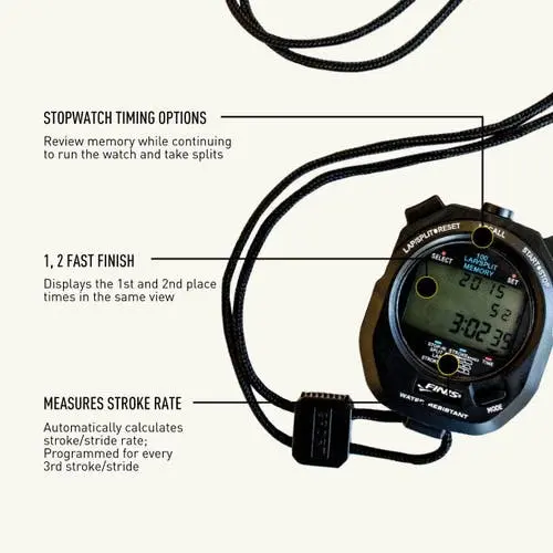 FINIS Waterproof Stopwatch For Swim Training With 100 Split Memory And Stroke Rate Mode