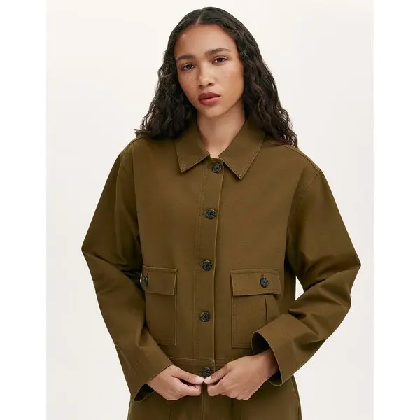 FINERY LONDON Kelsie Cotton Canvas Button-front Jacket - Khaki