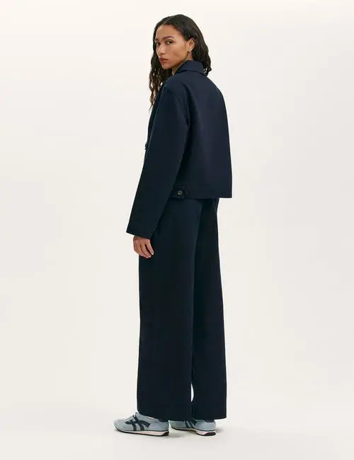 FINERY LONDON Kelsie Cotton Canvas Button Front Jacket - Navy