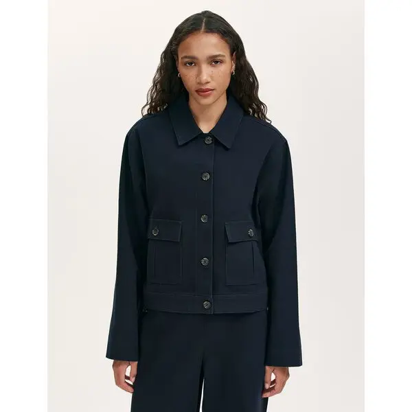 FINERY LONDON Kelsie Cotton Canvas Button-front Jacket - Navy