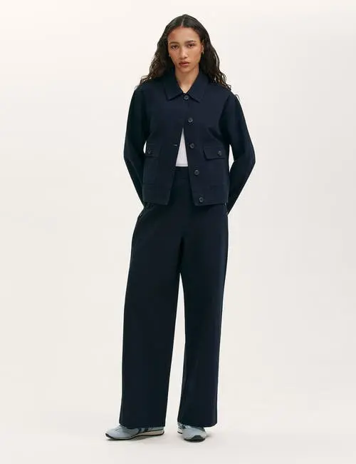 FINERY LONDON Kelsie Cotton Canvas Button-front Jacket - Navy