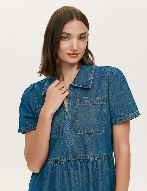 FINERY LONDON Tania Denim Midi Shirt Dress
