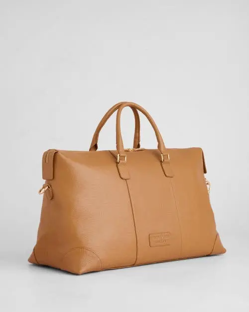 POM POM LONDON Full Grain Leather Weekend Bag With Tassel Detail - Maple