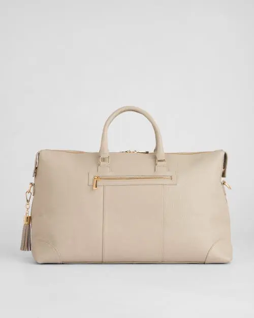 POM POM LONDON Full Grain Leather Weekend Bag With Tassel Detail