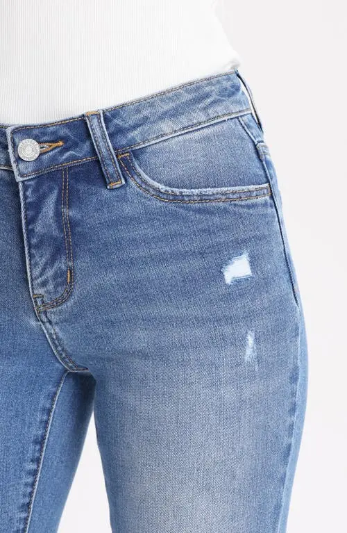 BAYEAS Low Rise Bootcut Jeans With Distressed Details