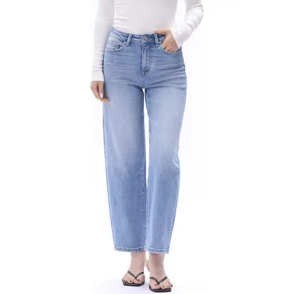 BAYEAS High Waist Ankle Tapered Jeans - Medium Blue