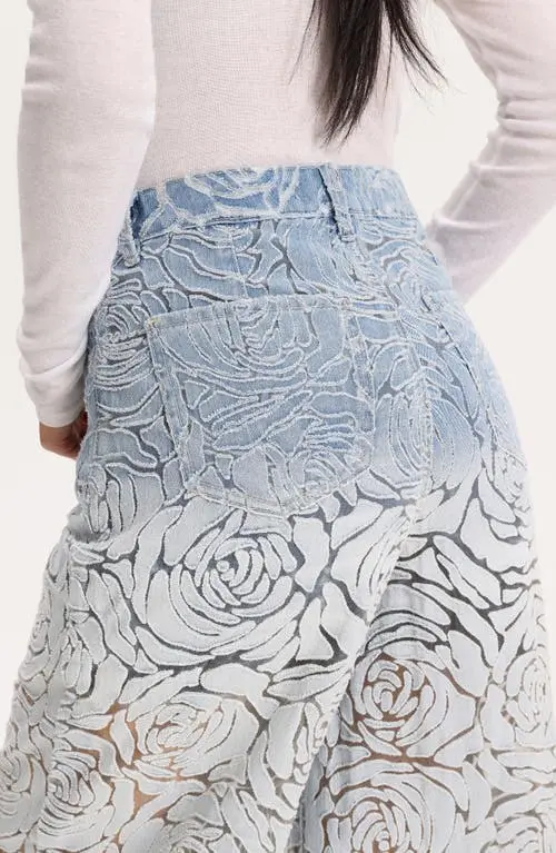 BAYEAS Laser Cut High Waist Wide Leg Jeans