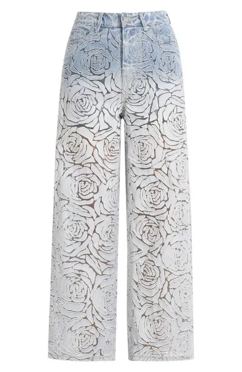 BAYEAS Laser Cut High Waist Wide Leg Jeans