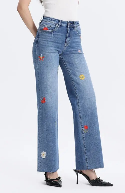 BAYEAS Embroidered Wide Leg Jeans