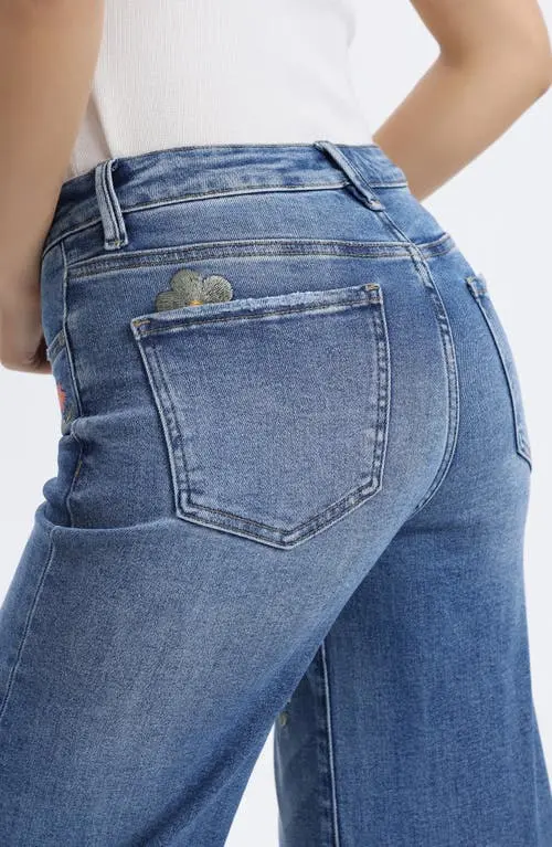 BAYEAS Embroidered Wide Leg Jeans