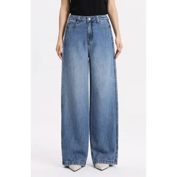 BAYEAS Paneled High Waist Wide Leg Jeans - Cloud Walk