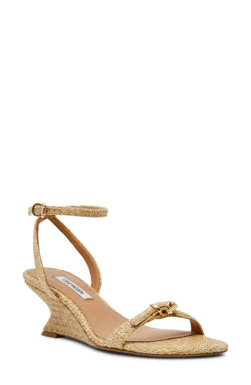 Steve Madden Zaloma Ankle Strap Wedge Sandal - Raffia
