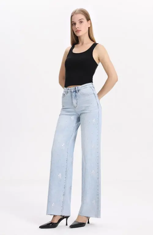BAYEAS Embellished High Waist Wide Leg Jeans