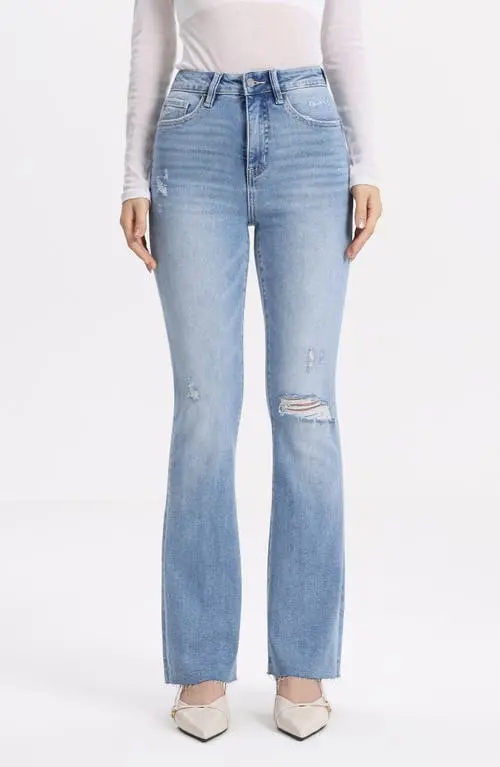 BAYEAS Ripped High Waist Bootcut Jeans - Light Blue