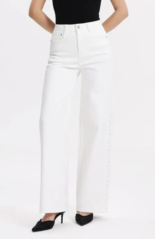 BAYEAS Embellished High Waist Wide Leg Jeans - Ethereal