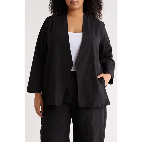 Eileen Fisher Open Front Stretch Cotton Jacket