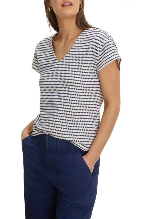 NIC+ZOE Diamond Stripe V-neck Short Sleeve Top - Indigo Multi