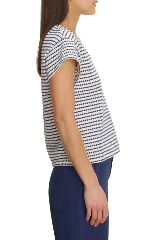 NIC+ZOE Diamond Stripe V-neck Short Sleeve Top