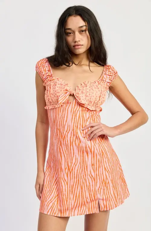 JACQUIE THE LABEL Vicky Mixed Media Zebra Print Mini Dress