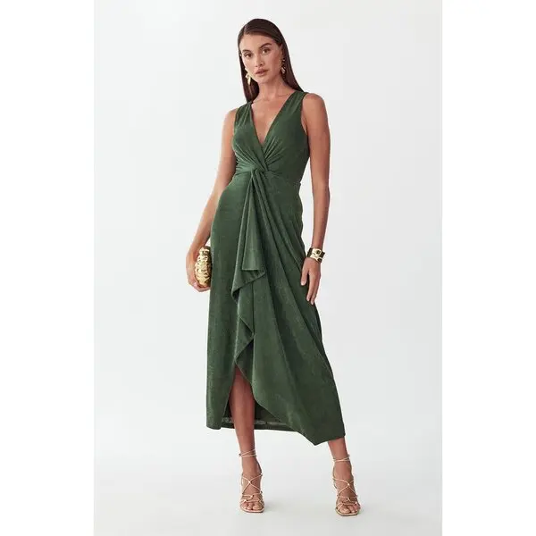 BWLDR Andi Midi Dress - Dark Olive