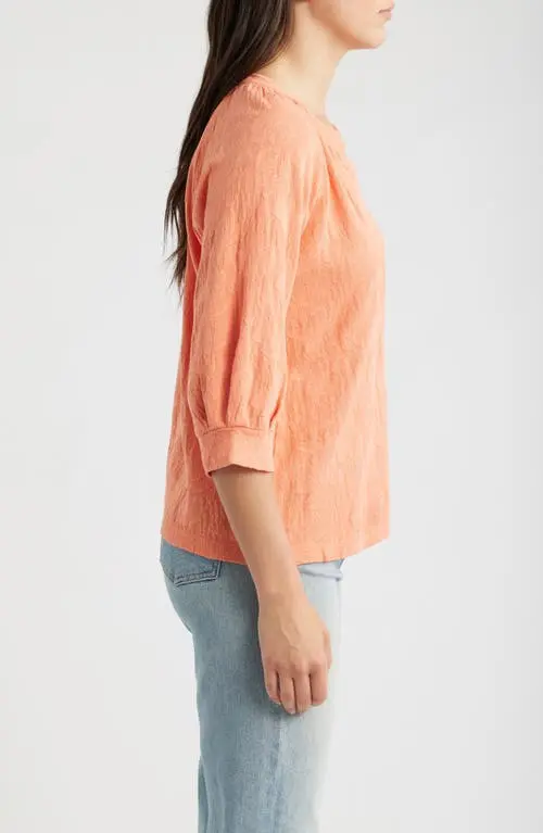 NIC+ZOE Split Neck 3/4 Sleeve Knit Top - Calypso