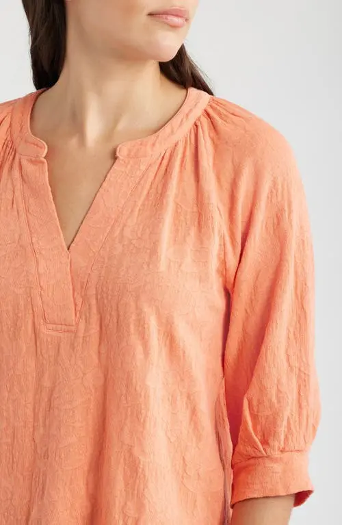 NIC+ZOE Split Neck 3/4 Sleeve Knit Top - Calypso