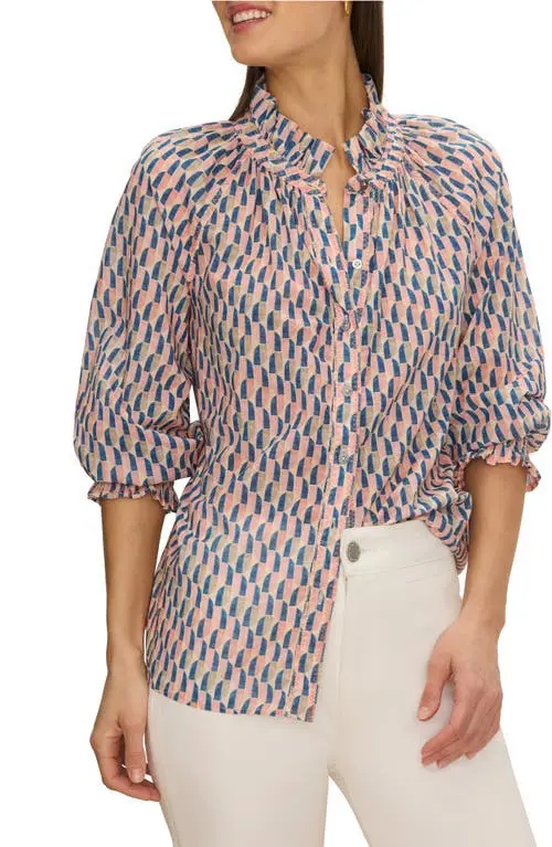 NIC+ZOE Sideways Cotton Crinkle Button-up Shirt - Pink Multi