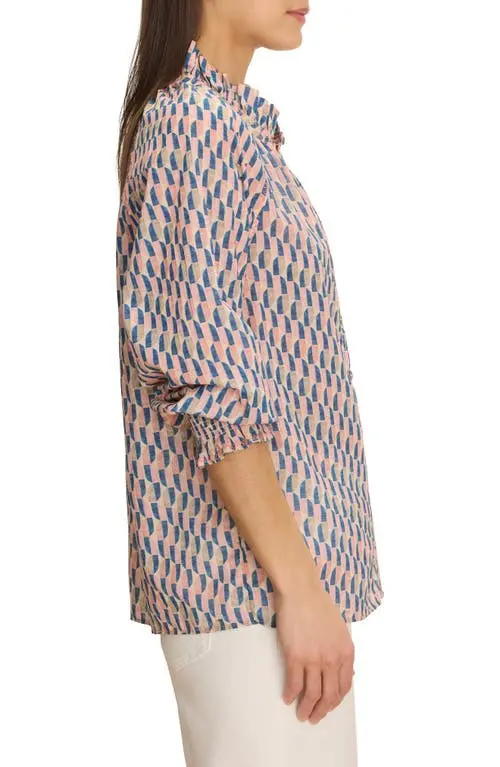 NIC+ZOE Cotton Crinkle Printed Button-up Shirt
