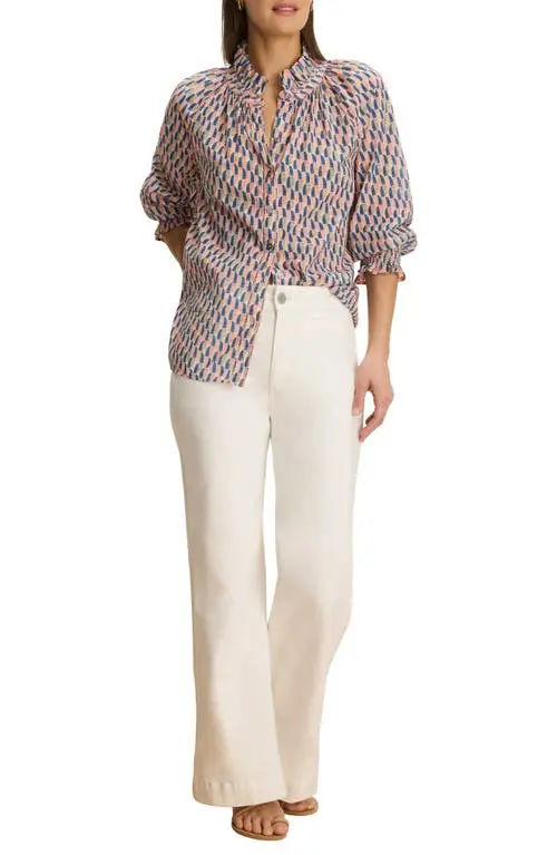 NIC+ZOE Cotton Crinkle Printed Button-up Shirt