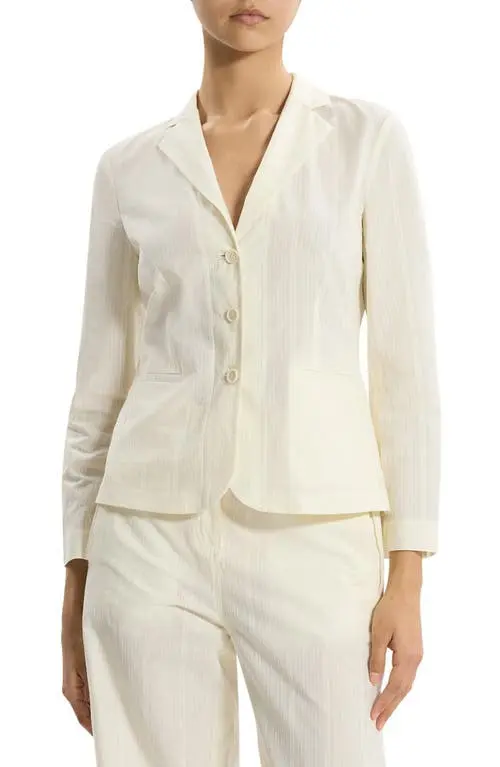 Theory Shrunken Organic Cotton Blazer - Ivory