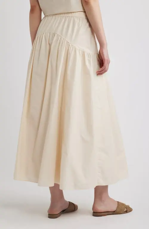 Theory Cotton Blend Midi Skirt - Almond