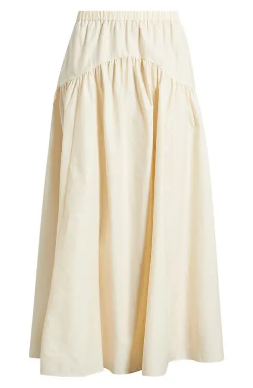Theory Cotton Blend Midi Skirt - Almond